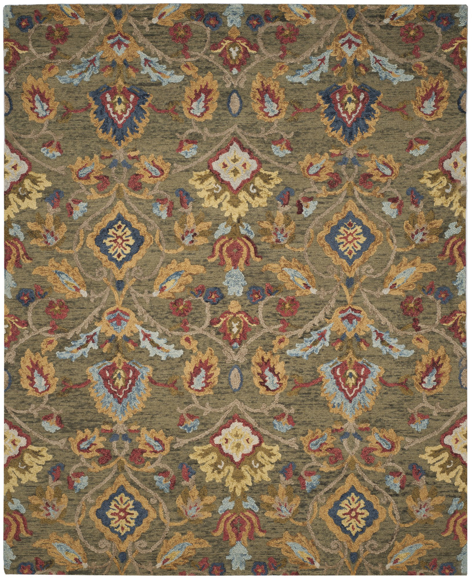 Birch Lane™ Tansy Handmade Wool Green / Multi Rug & Reviews | Wayfair