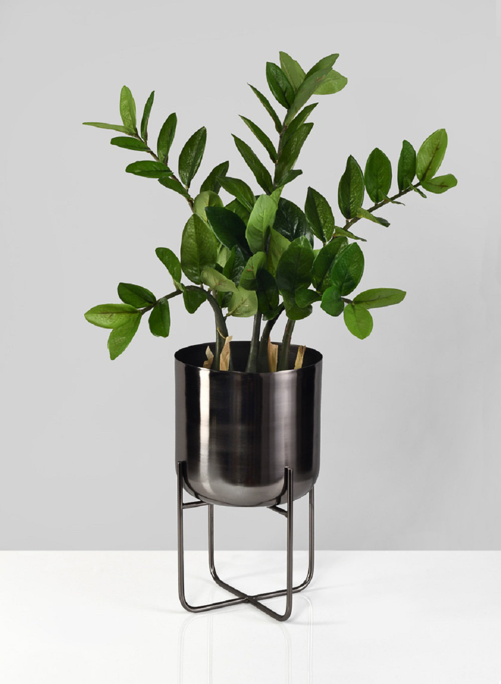 Ivy Bronx Short Black Nickel Planter With Detachable Metal Stand | Wayfair