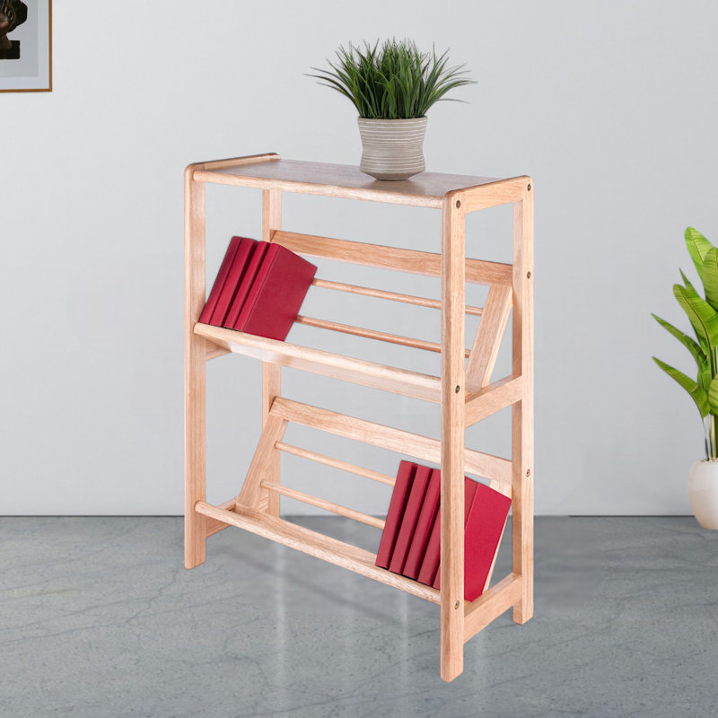 Ebern Designs Mariotti Natural 2-Tier Tilted Bookshelf | Wayfair