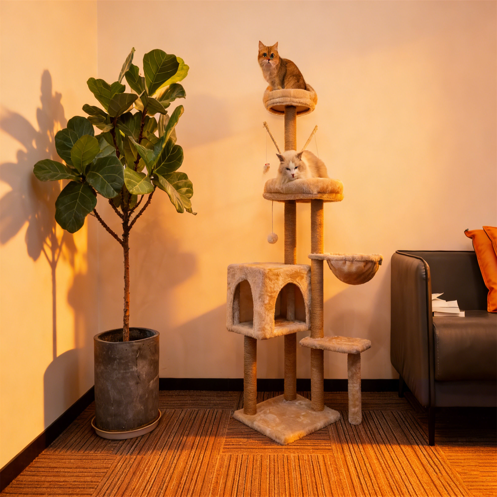 Natur Pur Stable Cat Scratching Post For Indoor Cats, Multi-Level Cat ...