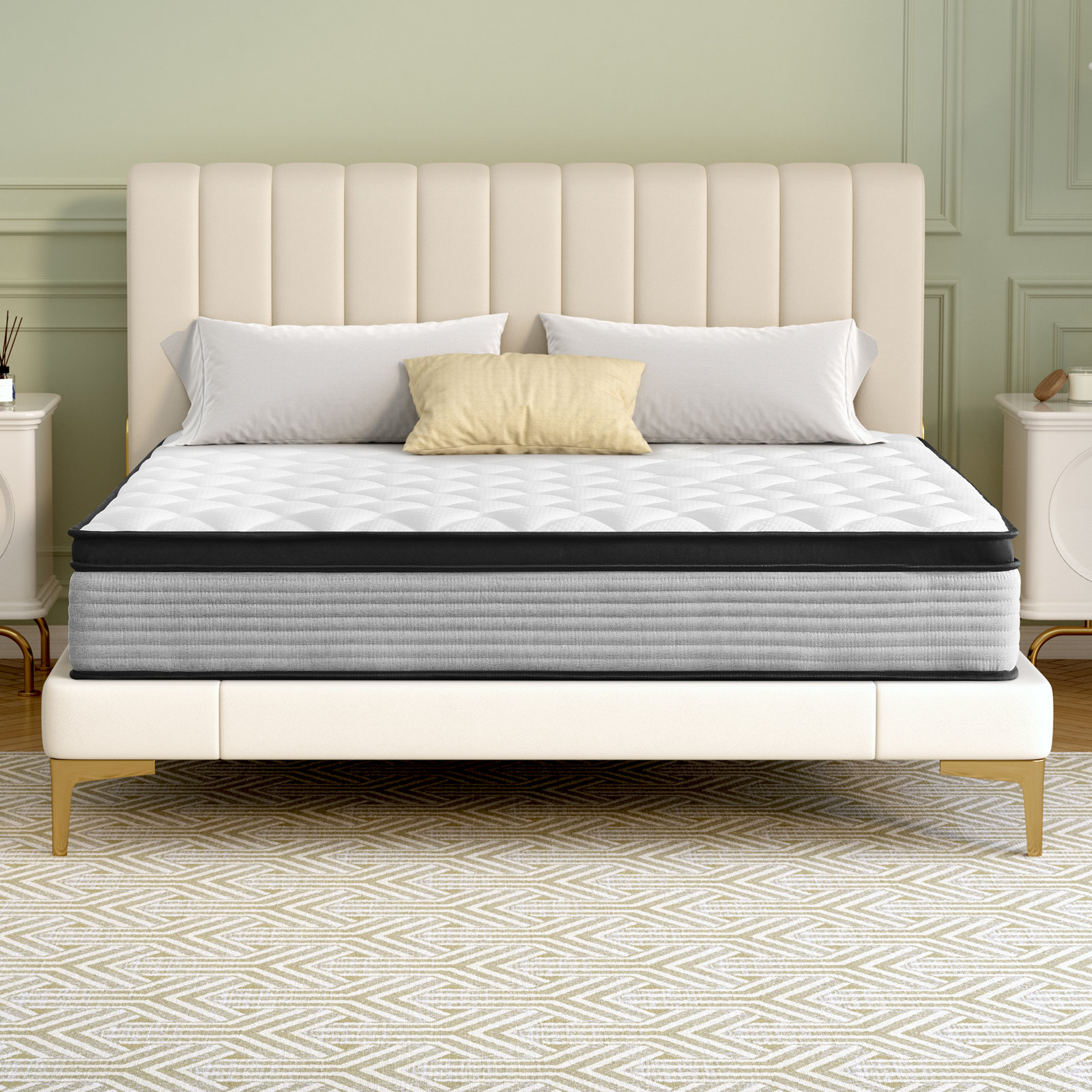 Alwyn Home 12” Hybrid Mattress, Medium Firm, Edge Support Mattress ...