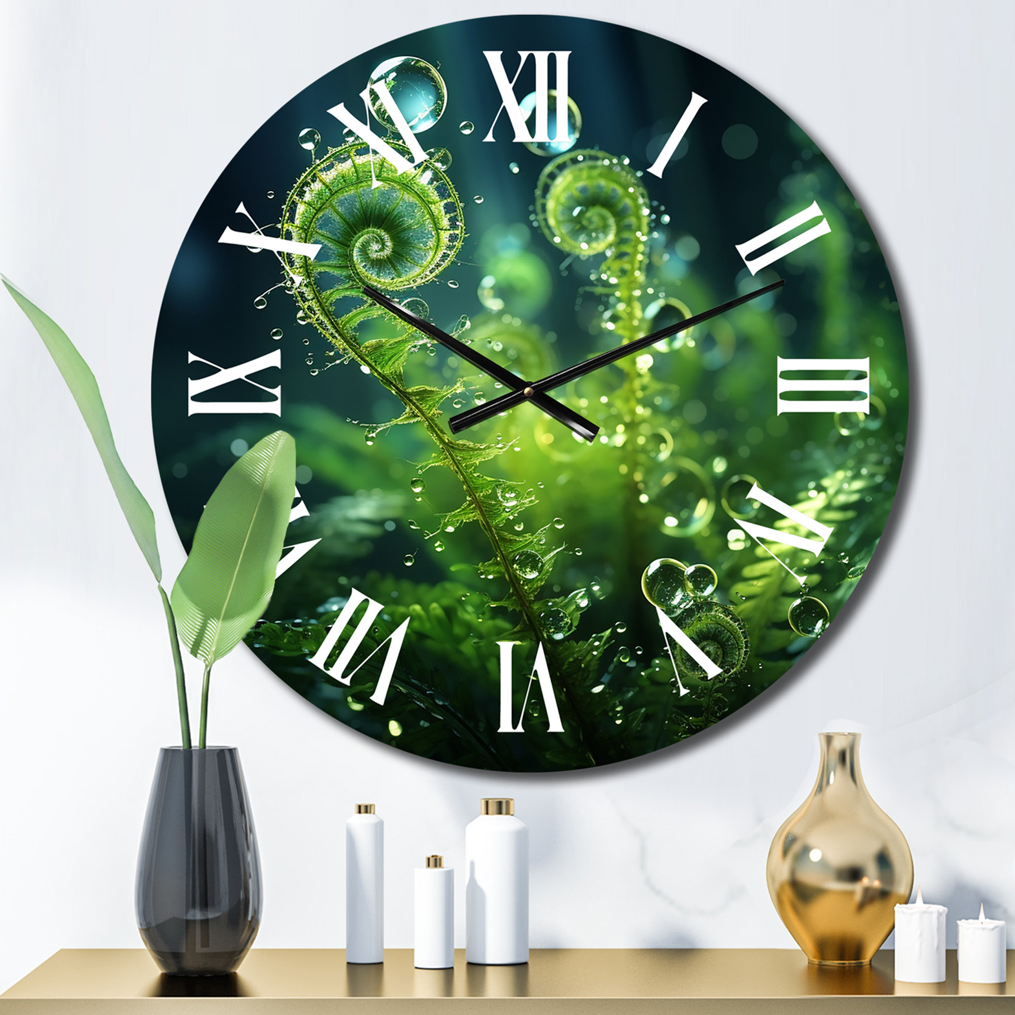 Design Art Magical Fern Light Of Morning Dawn I Wall Clock | Wayfair