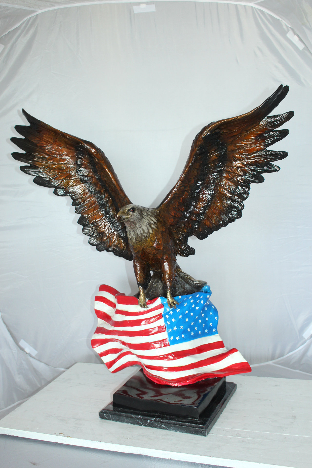 Loon Peak® Eagle with American Flag Bronze Statue - Vappu Symbol of ...