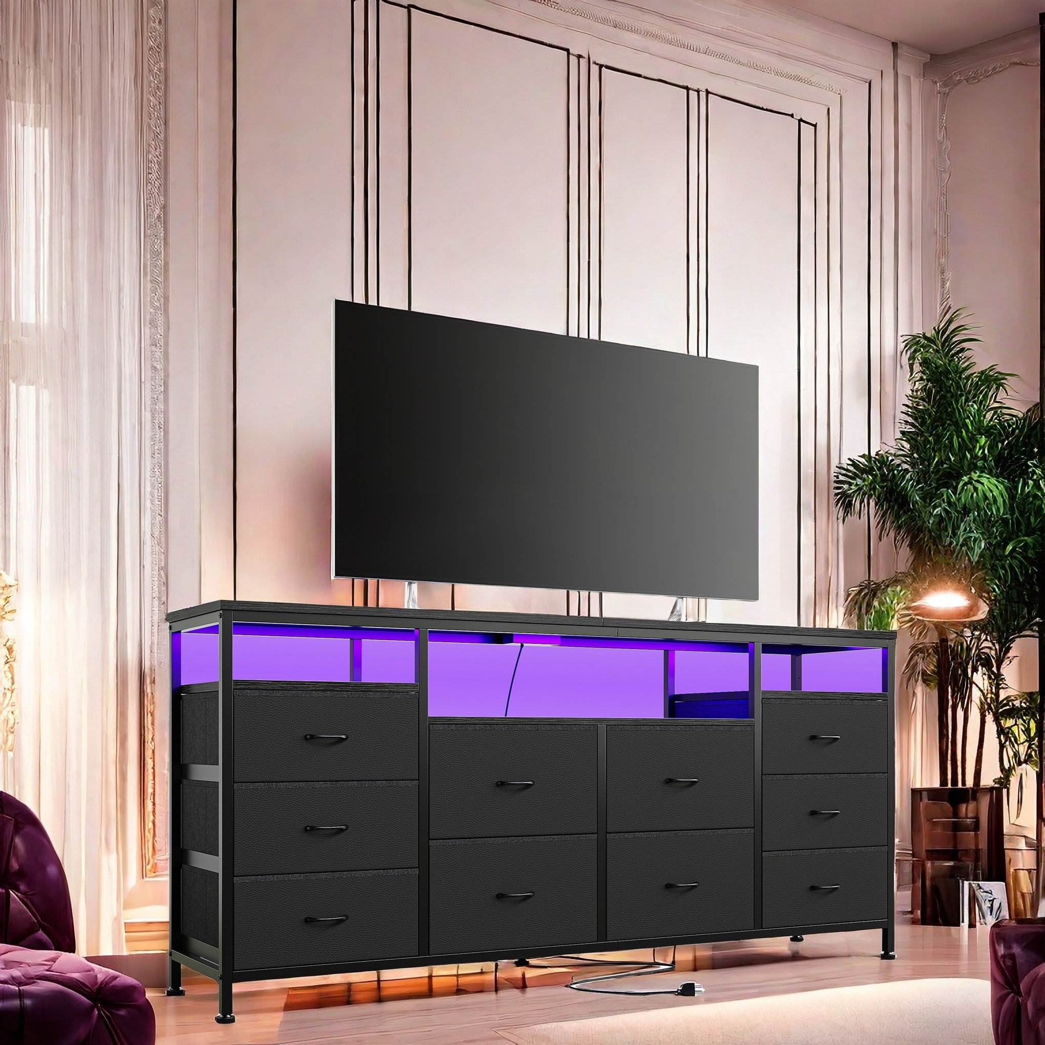 Wrought Studio™ 10 Drawer Dresser Tv Stand For 65 70 75 Inch Tv | Wayfair