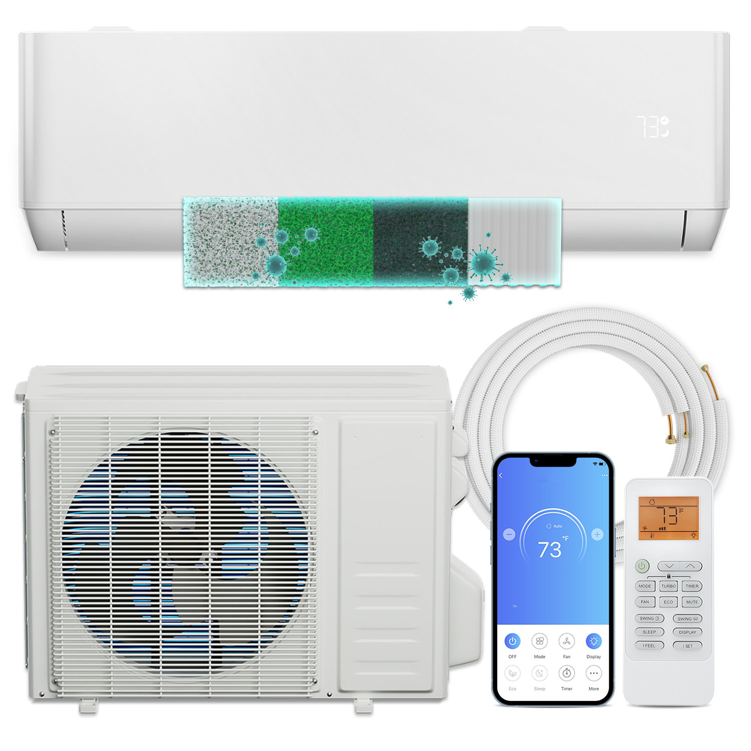 Bring Home Furniture 24000 BTU Cooling & Heating Split Air Conditioner ...