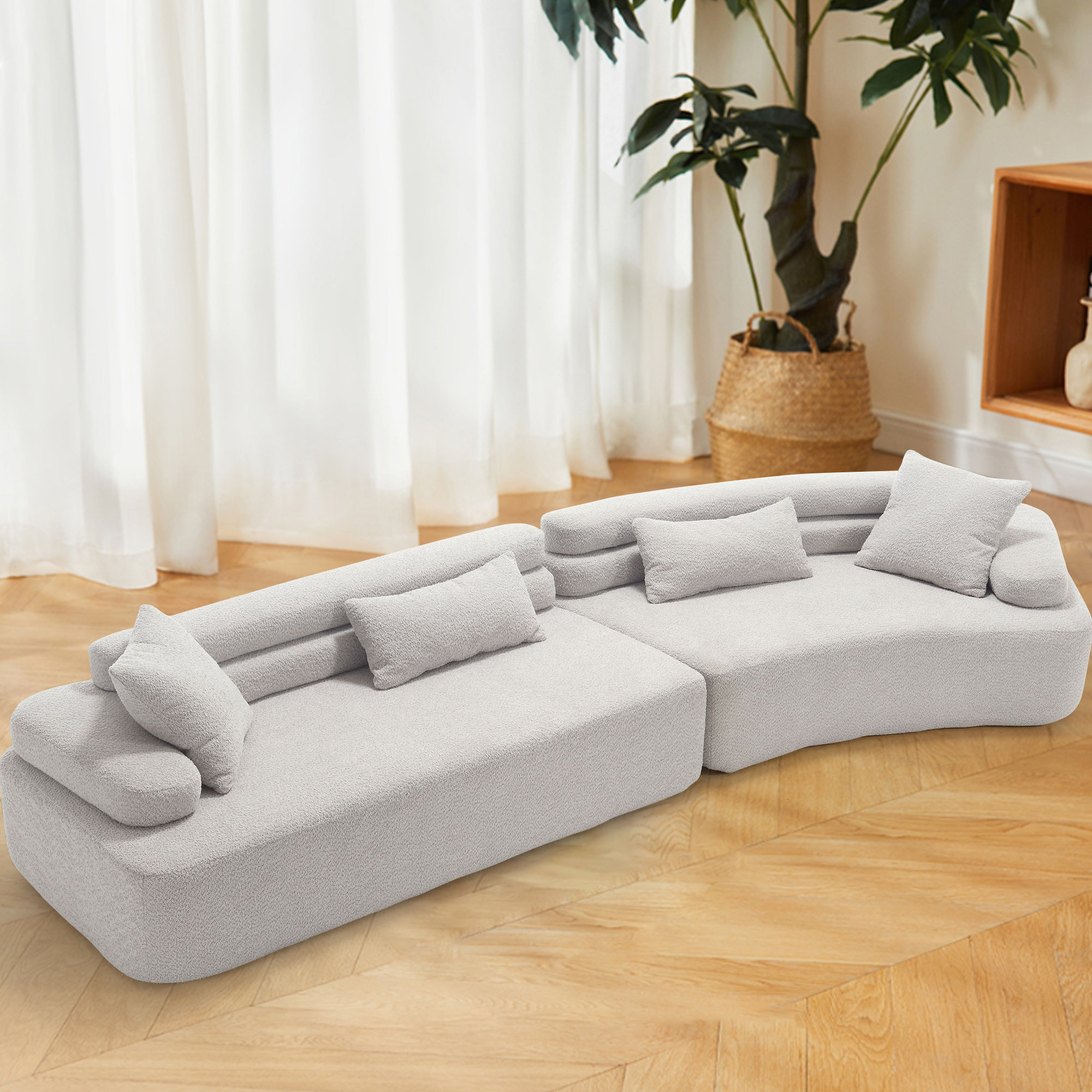 Latitude Run® Ghengis 139" Wide Oversized Crochet Yarn Upholstered ...