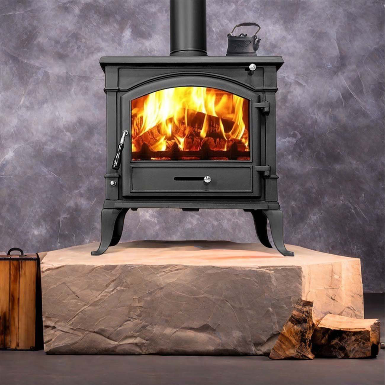 Hart Enjoy life A small real fire fireplace burns wood cast iron | Wayfair
