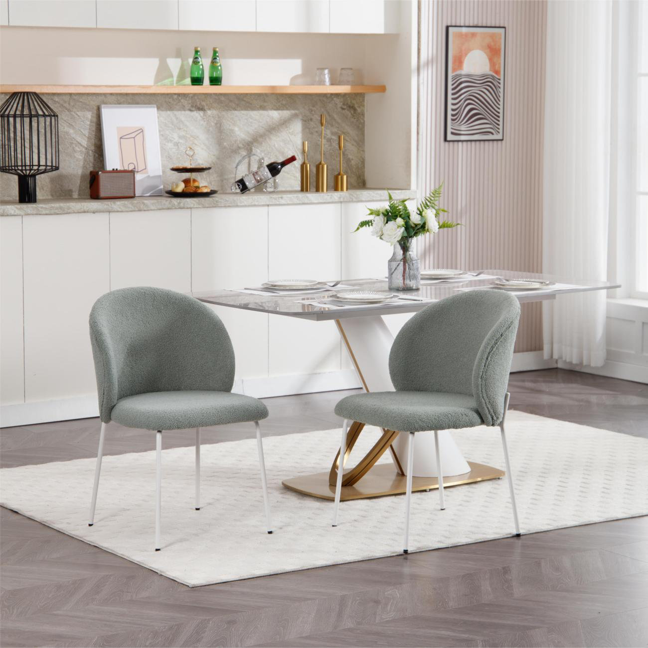 Latitude Run® Heng Ming Iron-Footed Dining Chair With Adjustable Foot ...