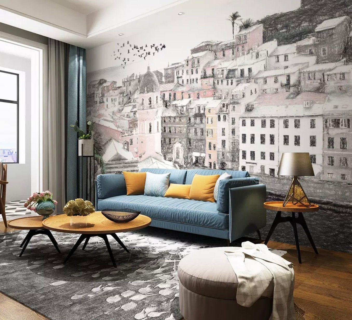 Winston Porter Cityscape Architectural City Drawing Art Removable ...