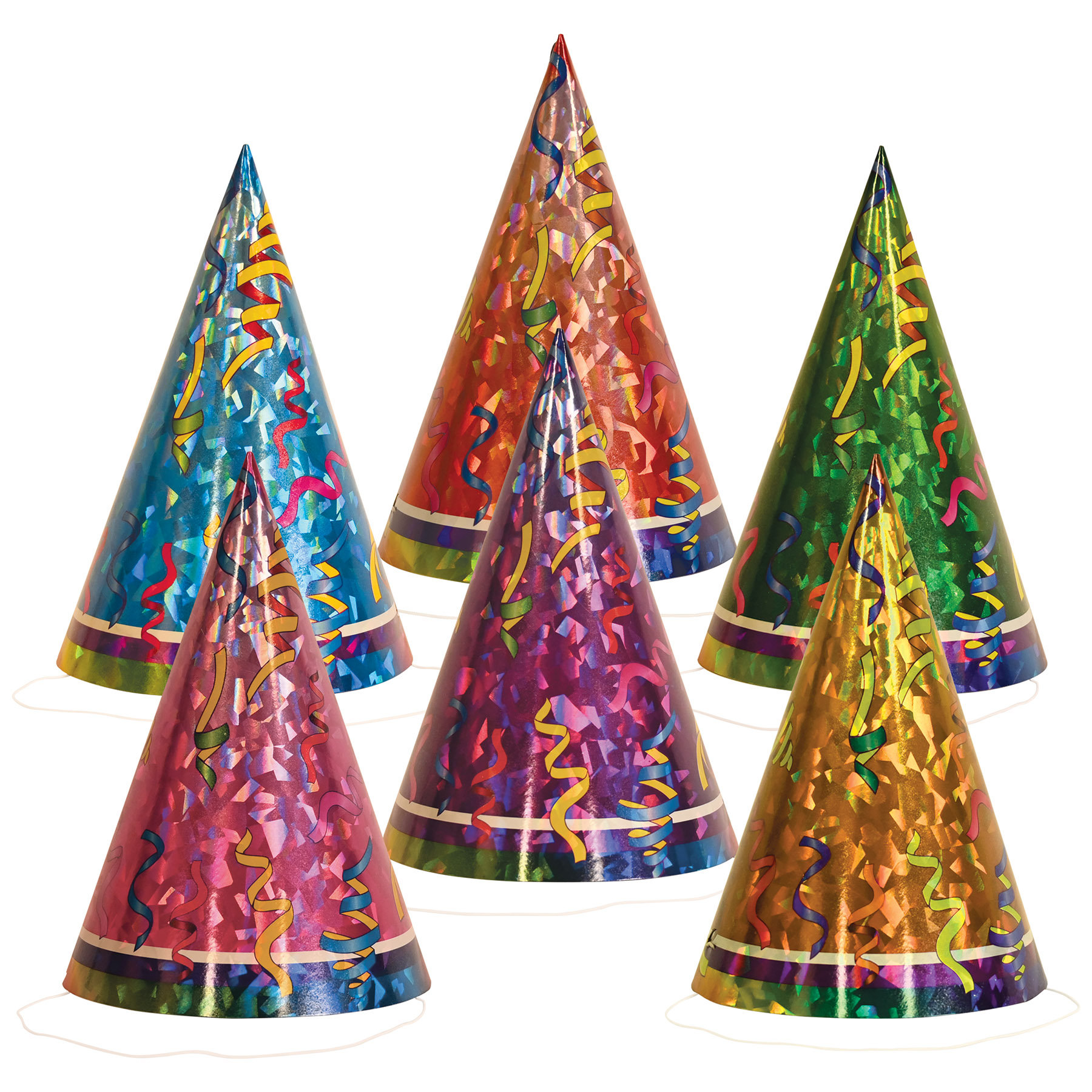 The Party Aisle™ Prismatic Cone Hats - 6Â½" - Pack of 12 | Wayfair