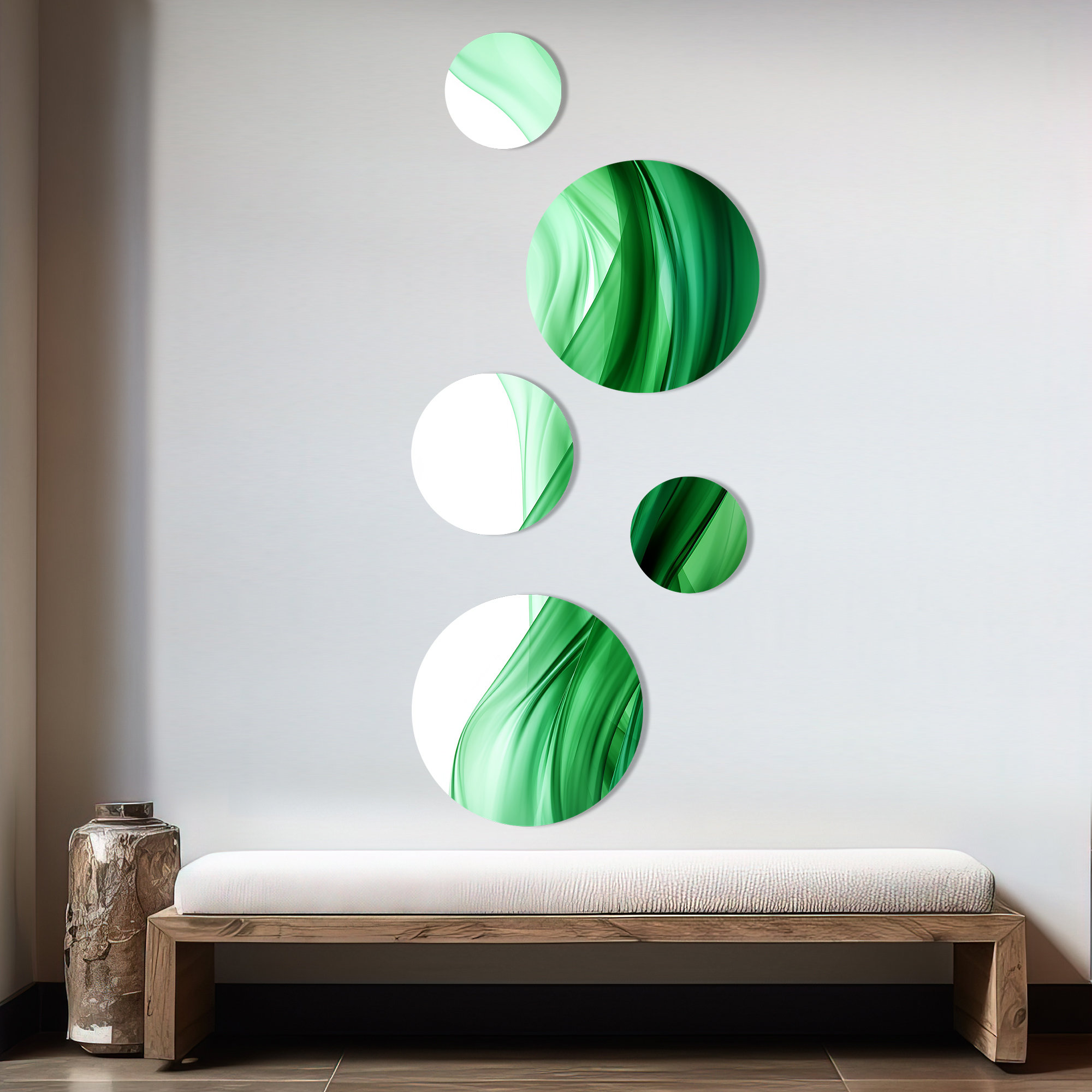 Ivy Bronx Green And White Fractal Waves III - Fractal Round Wall Art ...