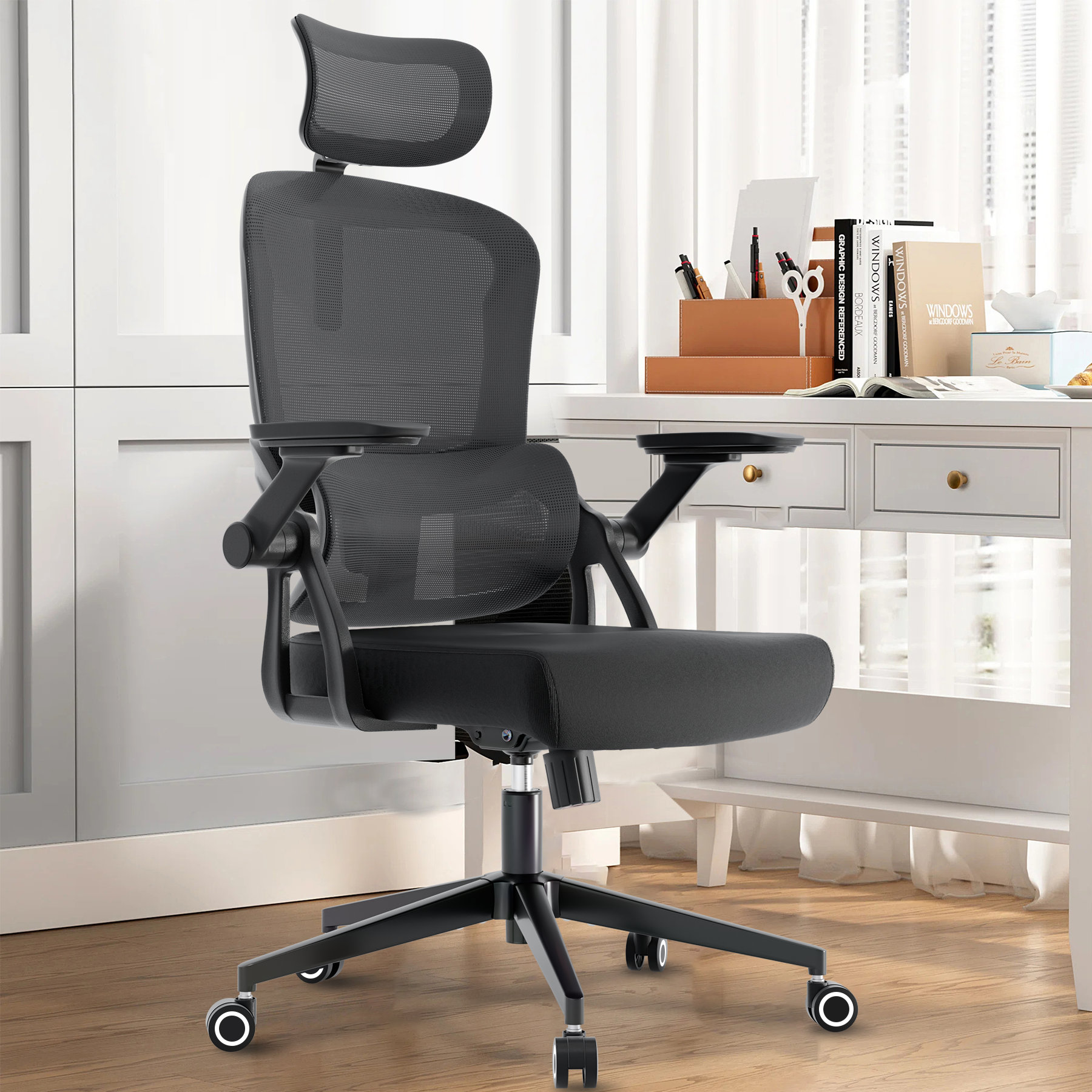 Inbox Zero Heavy Duty Ergonomic Desk Office Chair, High Back Home ...