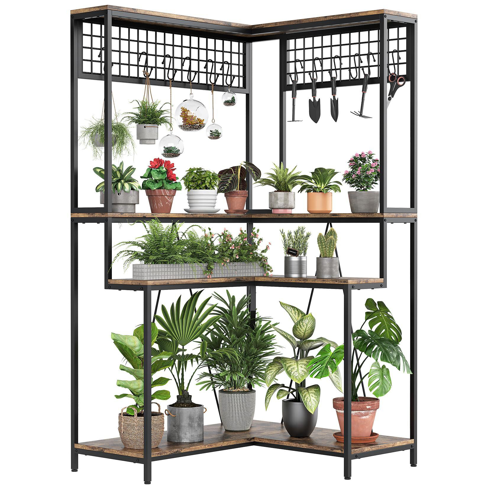 17 Stories Indoor Corner Plant Stand Tall 67", Large Metal Plant Shelf ...
