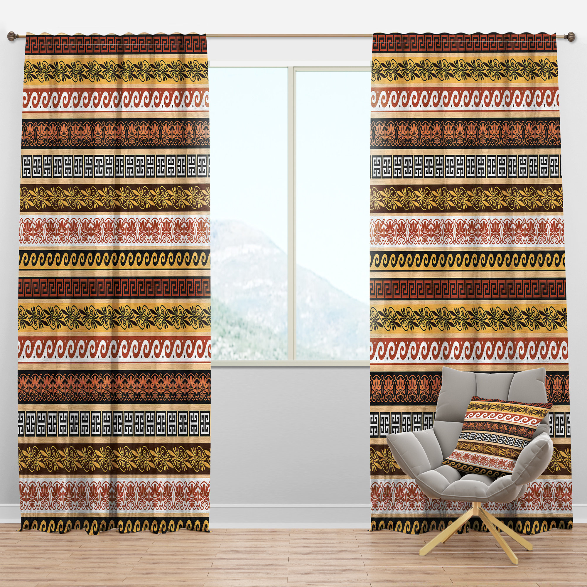 Design Art Ancient Greek Patterns - Traditional Curtain - Velvet Room ...