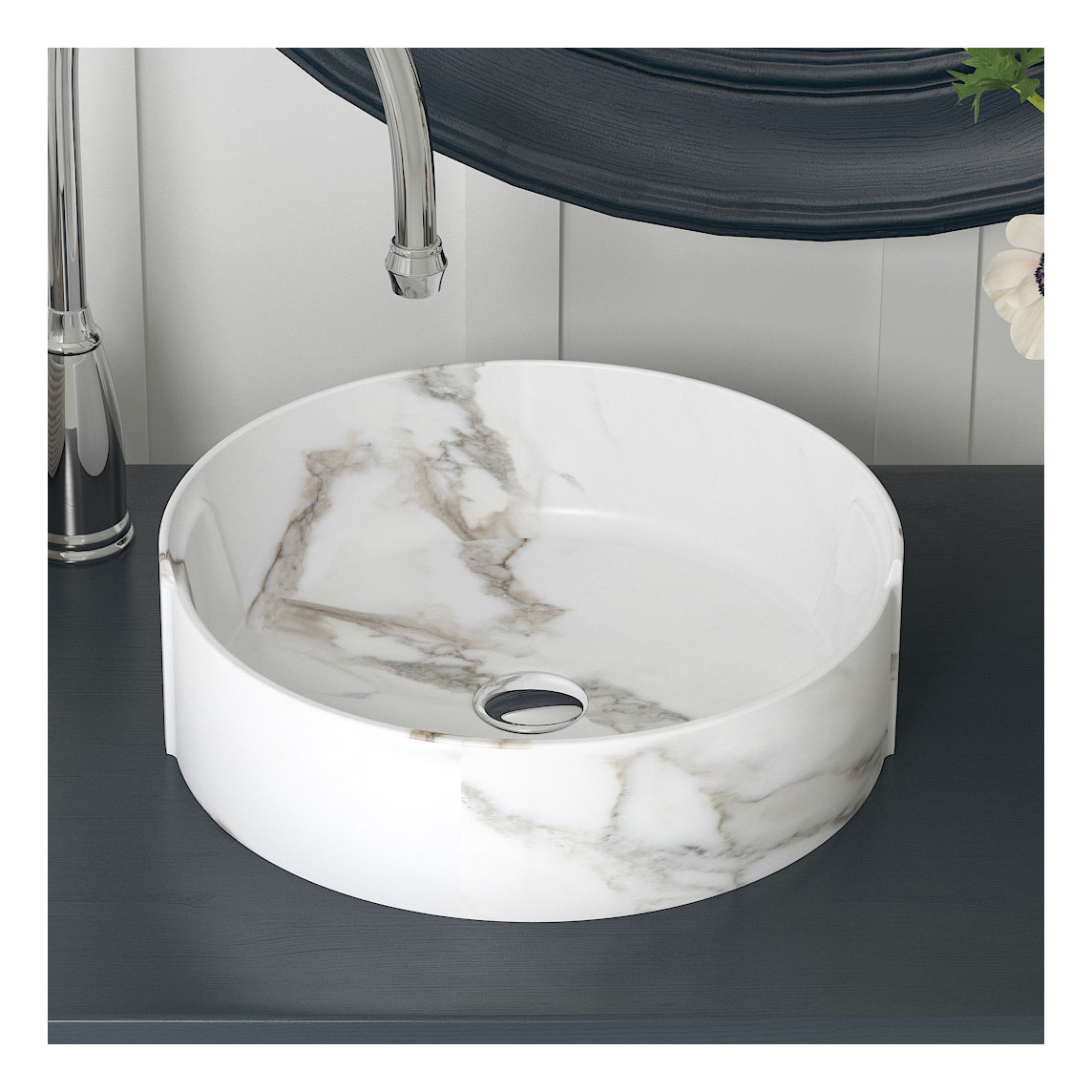 MEJE 16.75 Inch Above Counter Bathroom sinks, Unique Water Transfer ...