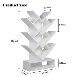 Latitude Run® White Tree Bookshelf 5 Shelf Tree Bookcase Small Wood ...