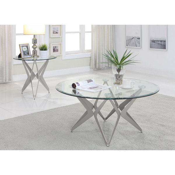 EnitialLab Jenny 2 - Piece Glass Top Living Room Table Set | Wayfair