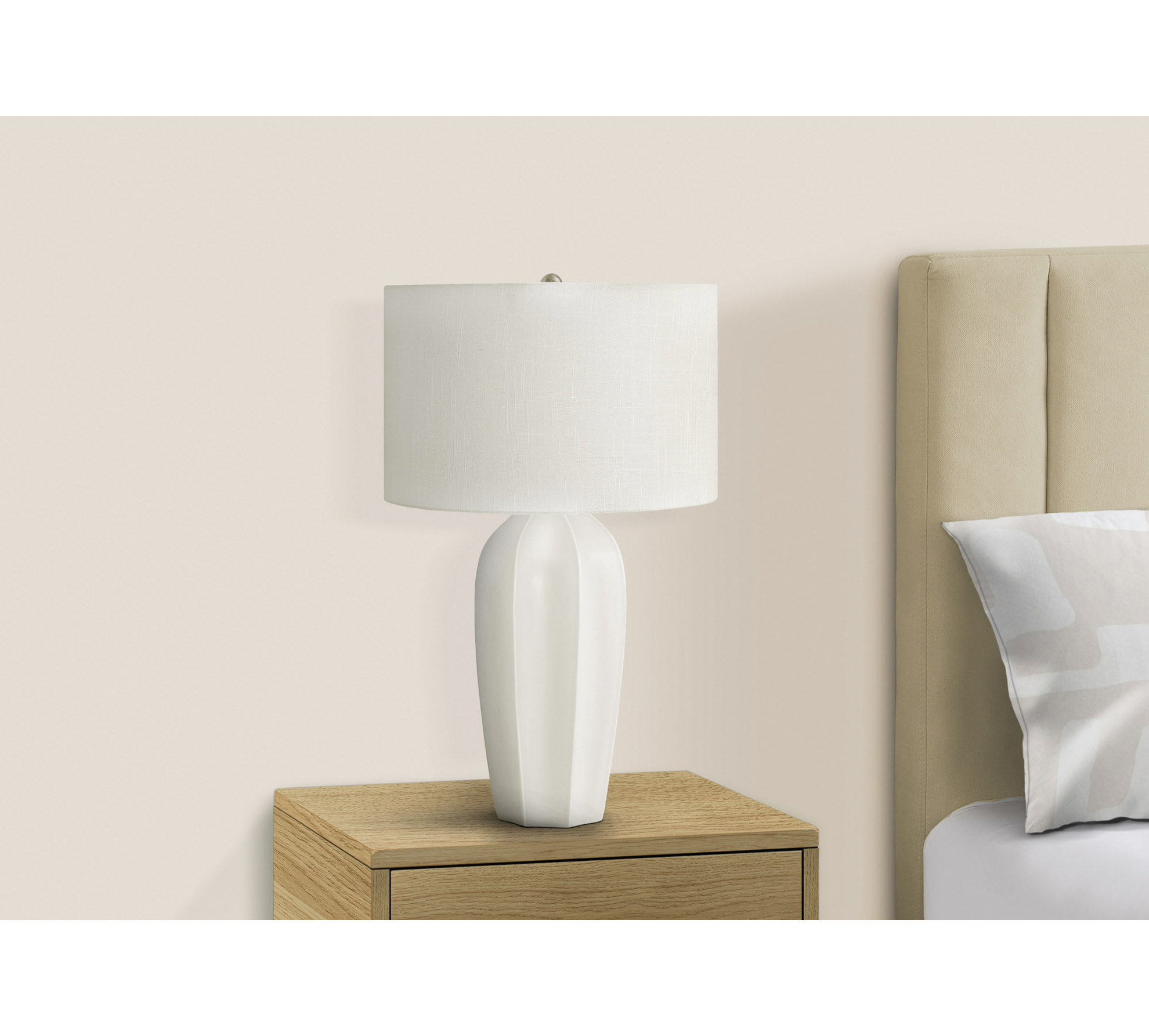 Orren Ellis Table Lamp, Lighting, Cream Ceramic, Ivory / Cream Shade ...