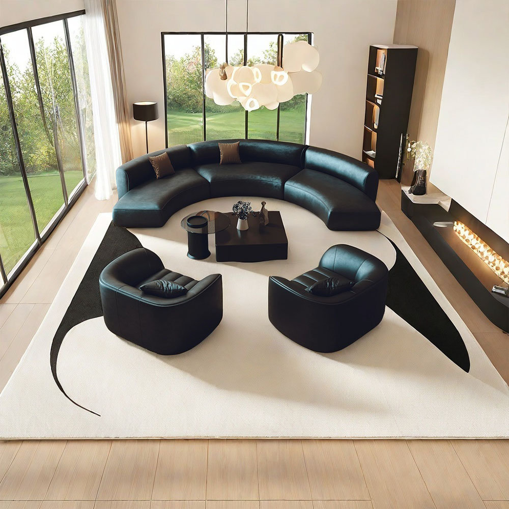 Walkoly Black semi circular arc negotiating sofa set | Wayfair