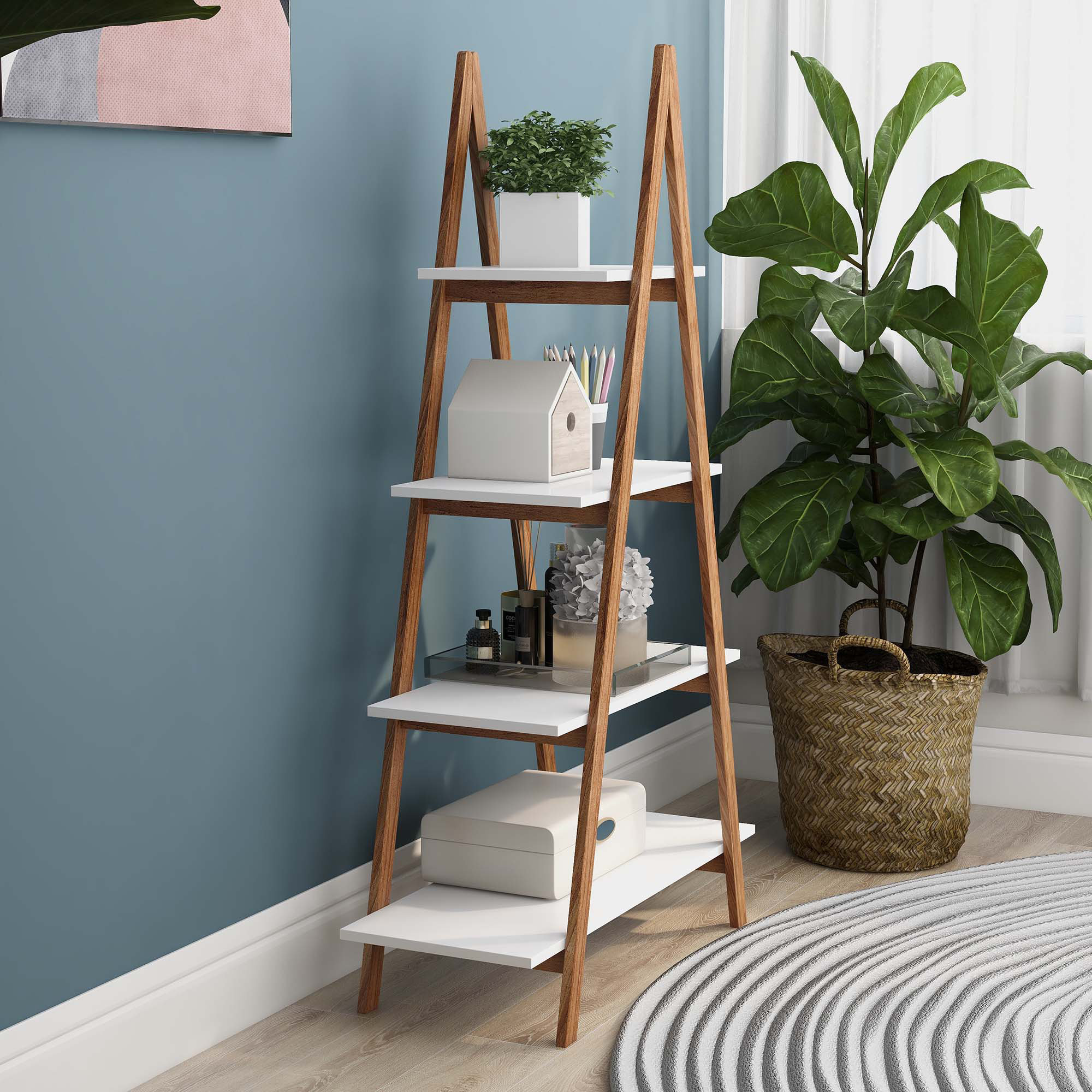 Ebern Designs Solid Bamboo Wood Oxford “A”Frame Ladder Display ...