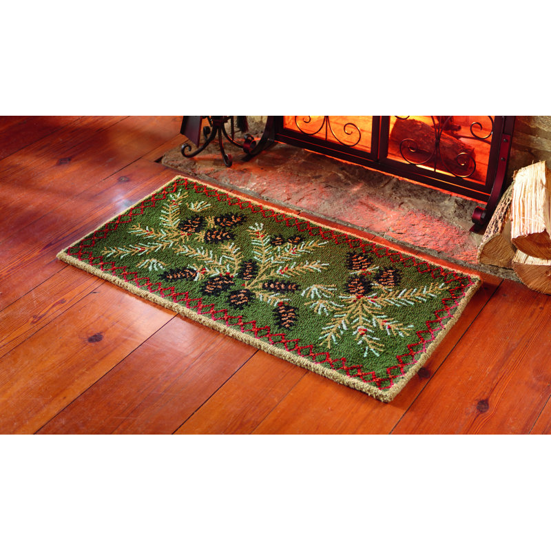 Plow & Hearth Hand Hooked Wool Floral Rug | Wayfair