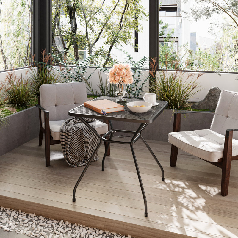 17 Stories Elegant Metal Mesh Patio Table - Contemporary Outdoor ...