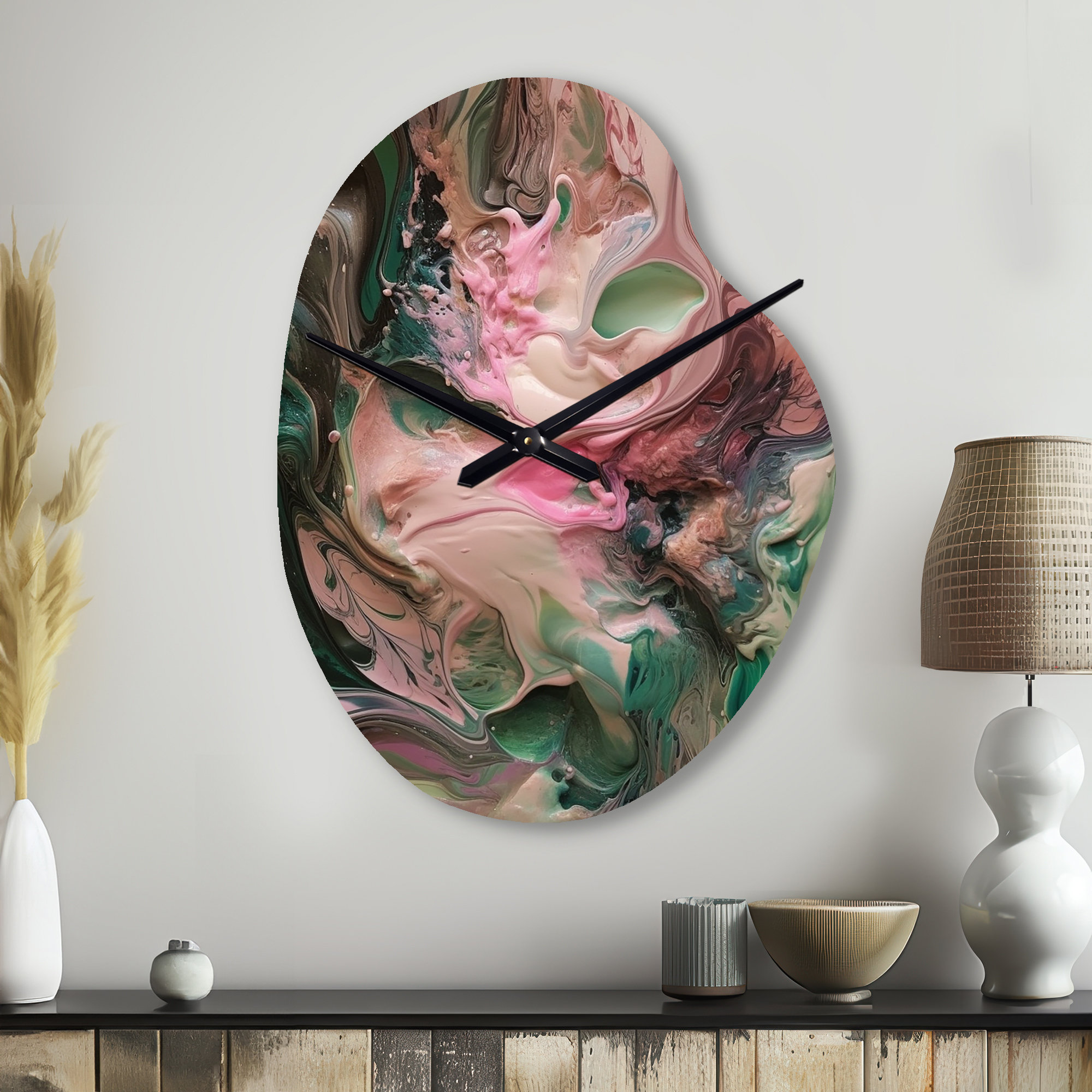 Ivy Bronx Solbritt - Pear Shape Large Pink Wall Clock - Unique Shape ...