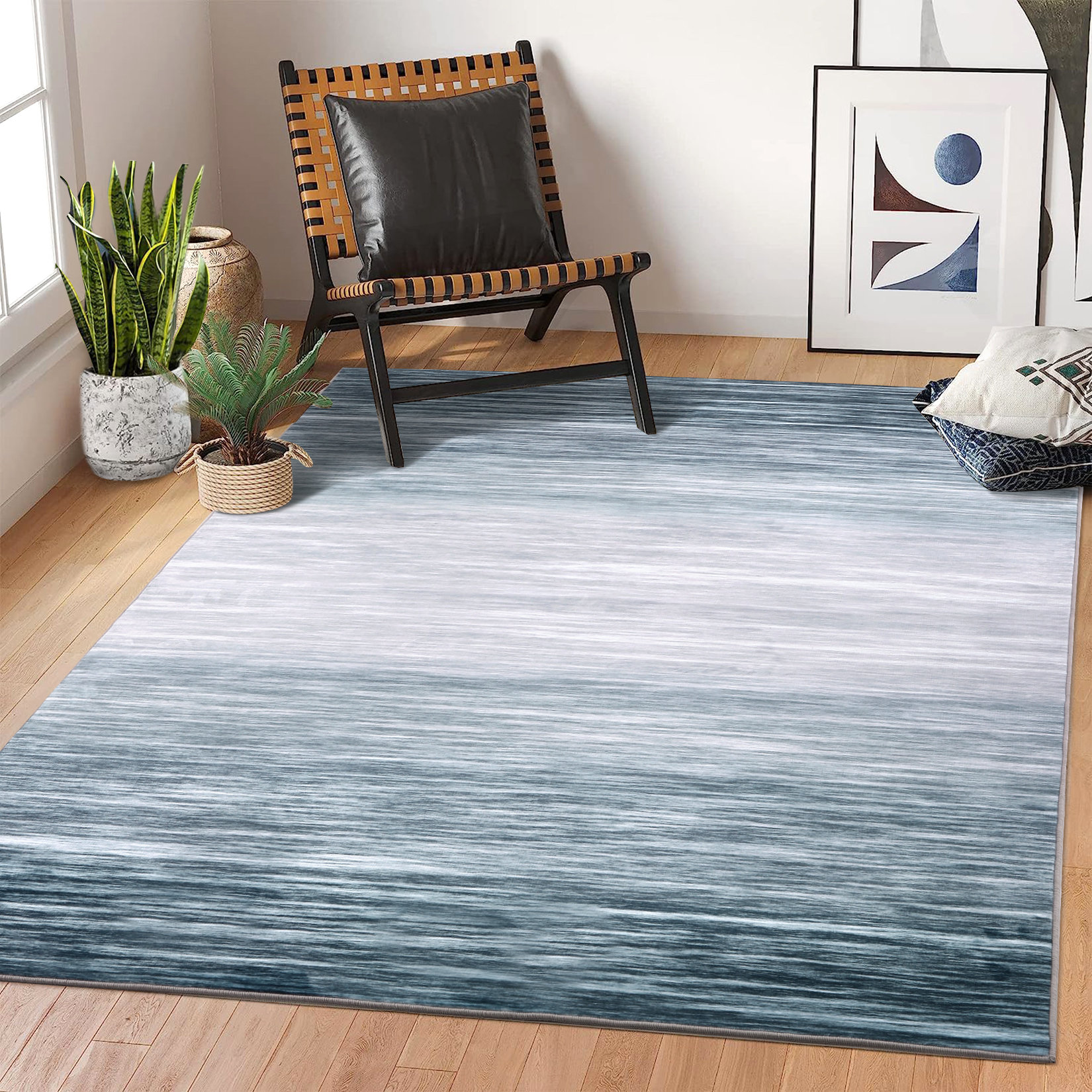 17 Stories Area Rugs Non-Slip Gradient Water Ripple Style Rugs For ...