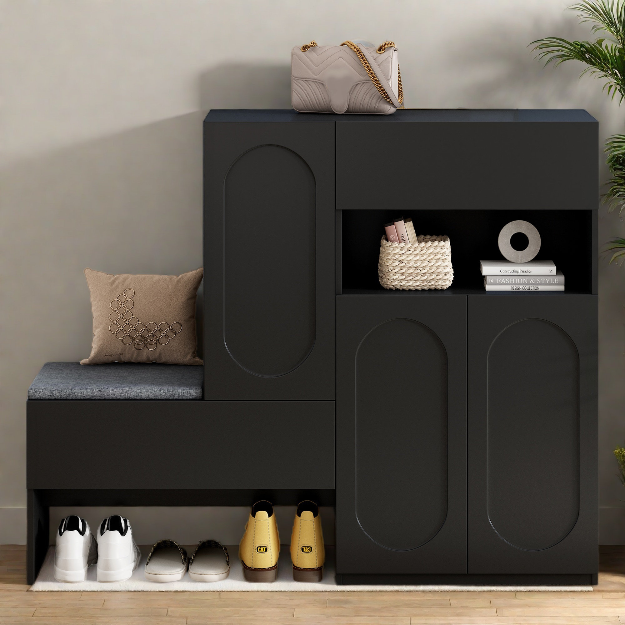 Hokku Designs Elegant 2-In-1 Shoe Cabinets With Soft Cushion, Modern ...