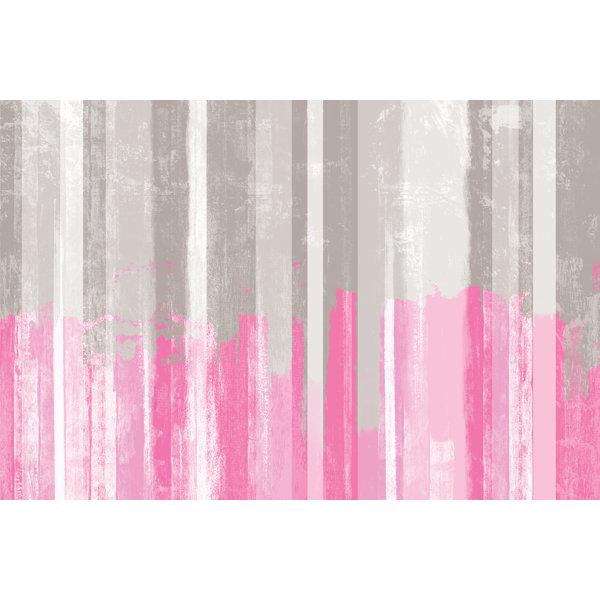Metro Lane Half Grey And PInk Stripes - Wrapped Canvas Art Prints ...