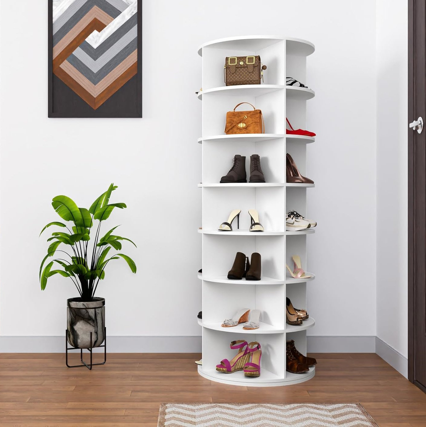 Hokku Designs 7 Tier Rotating Shoe Rack Tower, Spinning Shoe Display ...