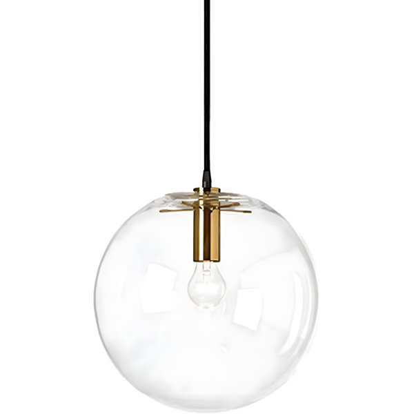 Everly Quinn Spherical LED Clear Glass Pendant Light With Gold E27 Lamp ...