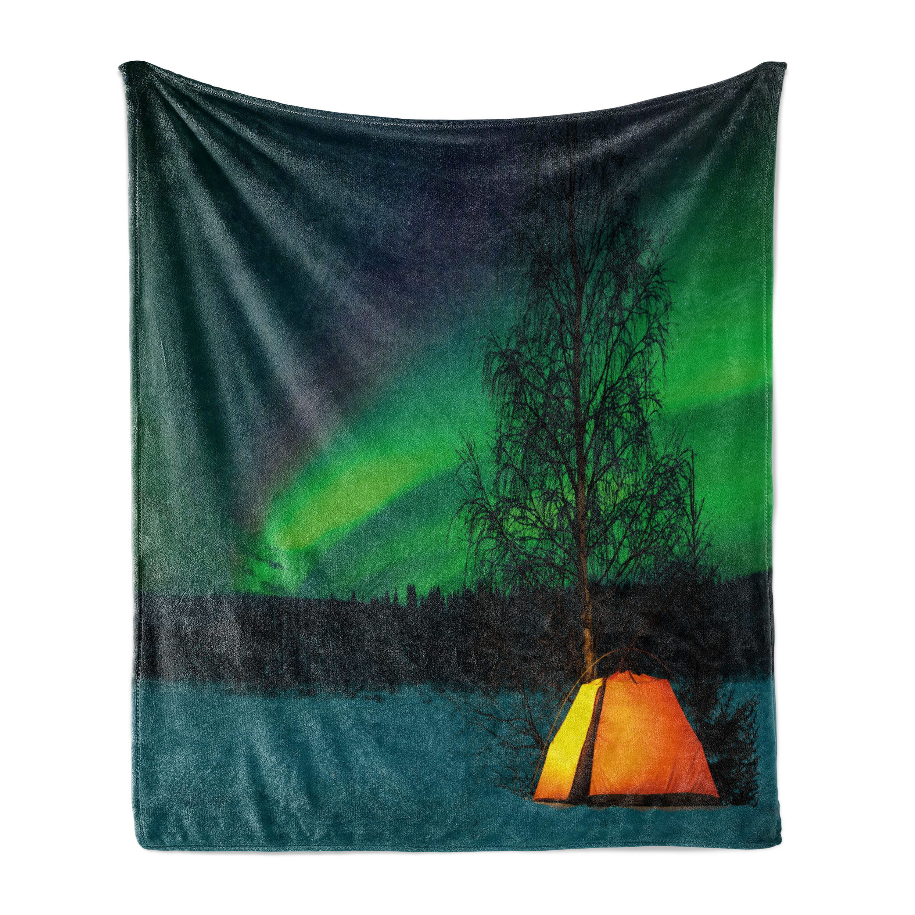 Ambesonne Nature Fleece Throw Blanket Camping Tent Field Earth Yellow ...