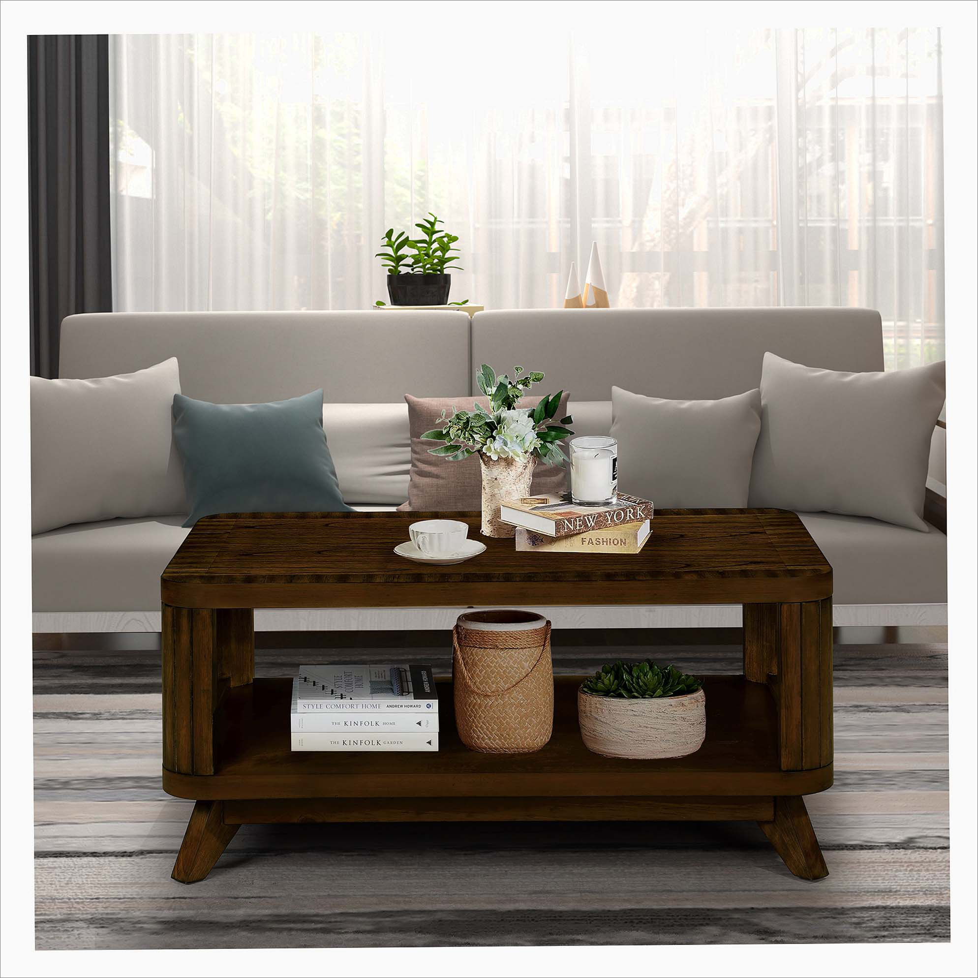Lark Manor™ Rectangular Wood Coffee Table for Living Room, 41.5-Inch ...