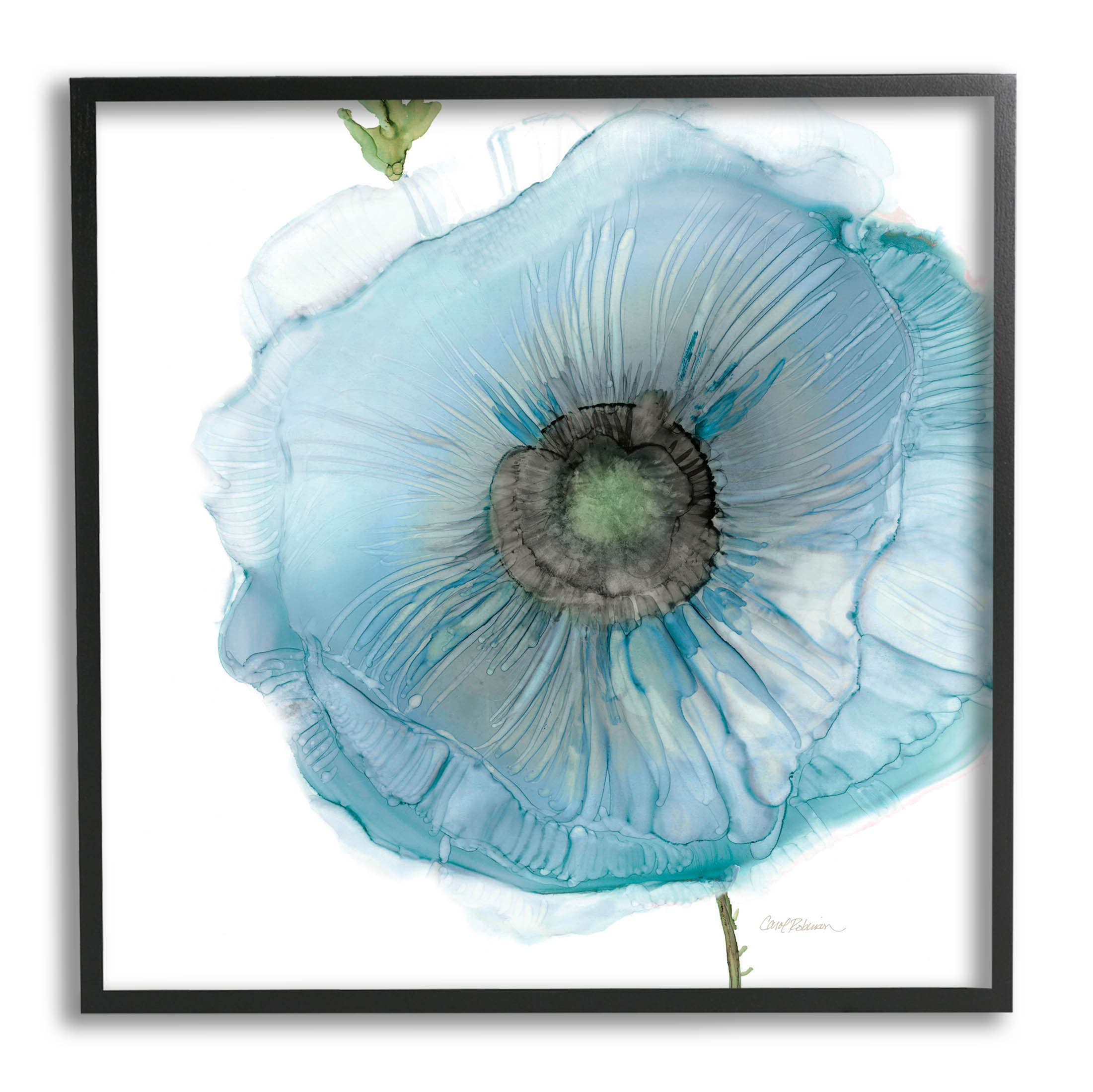 Stupell Industries Modern Floral Poppy Shape Framed Giclee Art By Carol ...