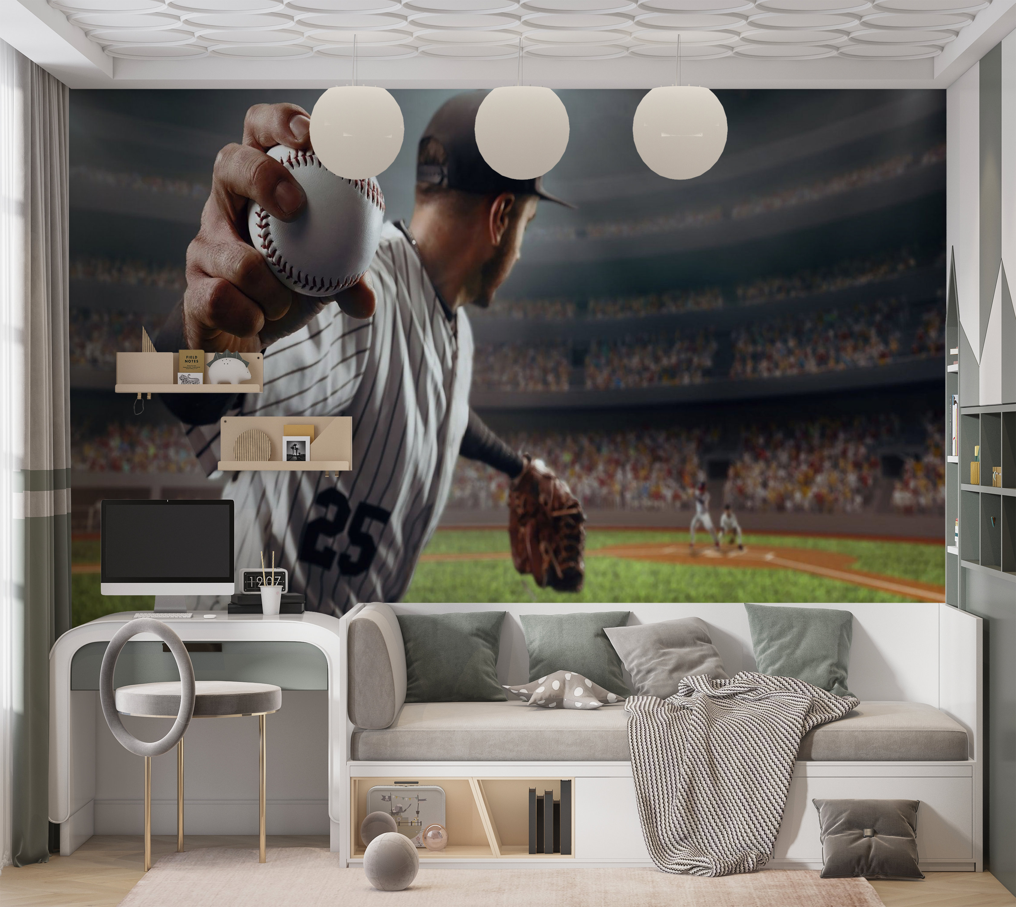 Red Barrel Studio® Premium Wallpaper Wall Mural - Baseball Pitch Action ...