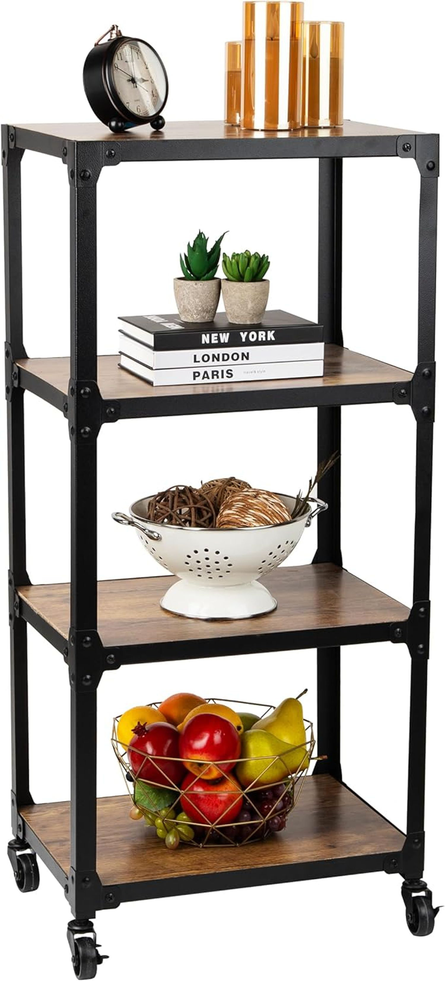 17 Stories Mind Reader Woodland Collection, Rolling 4-Tier Cart ...