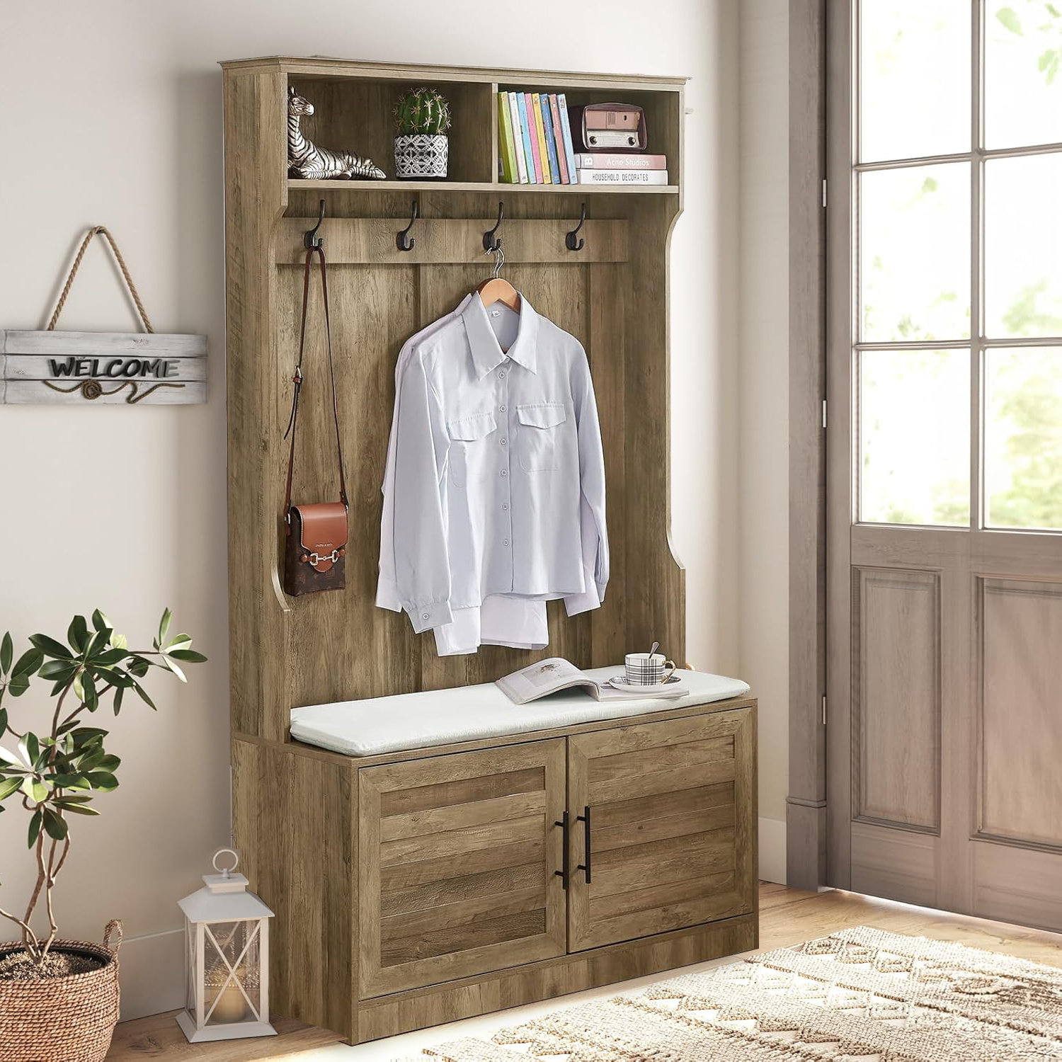 Winston Porter Hall Tree With Shoe Bench And Coat Rack Entryway ...