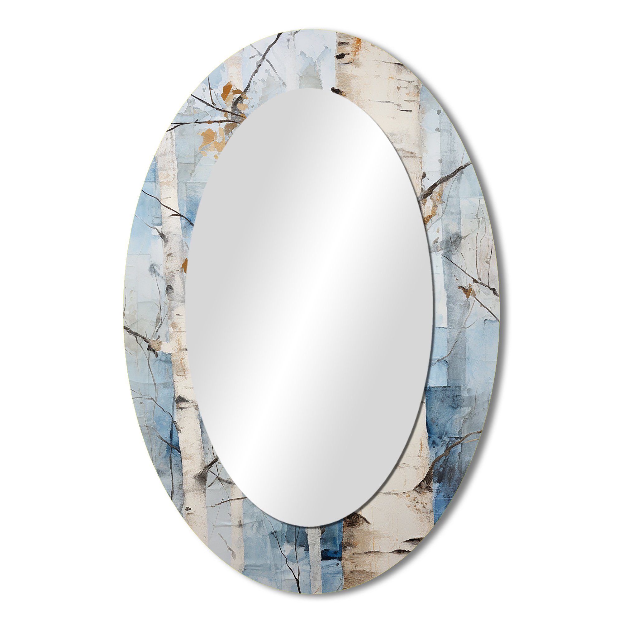 Mercer41 White Birch Trees Forest Winter Scenery - Floral Oval ...