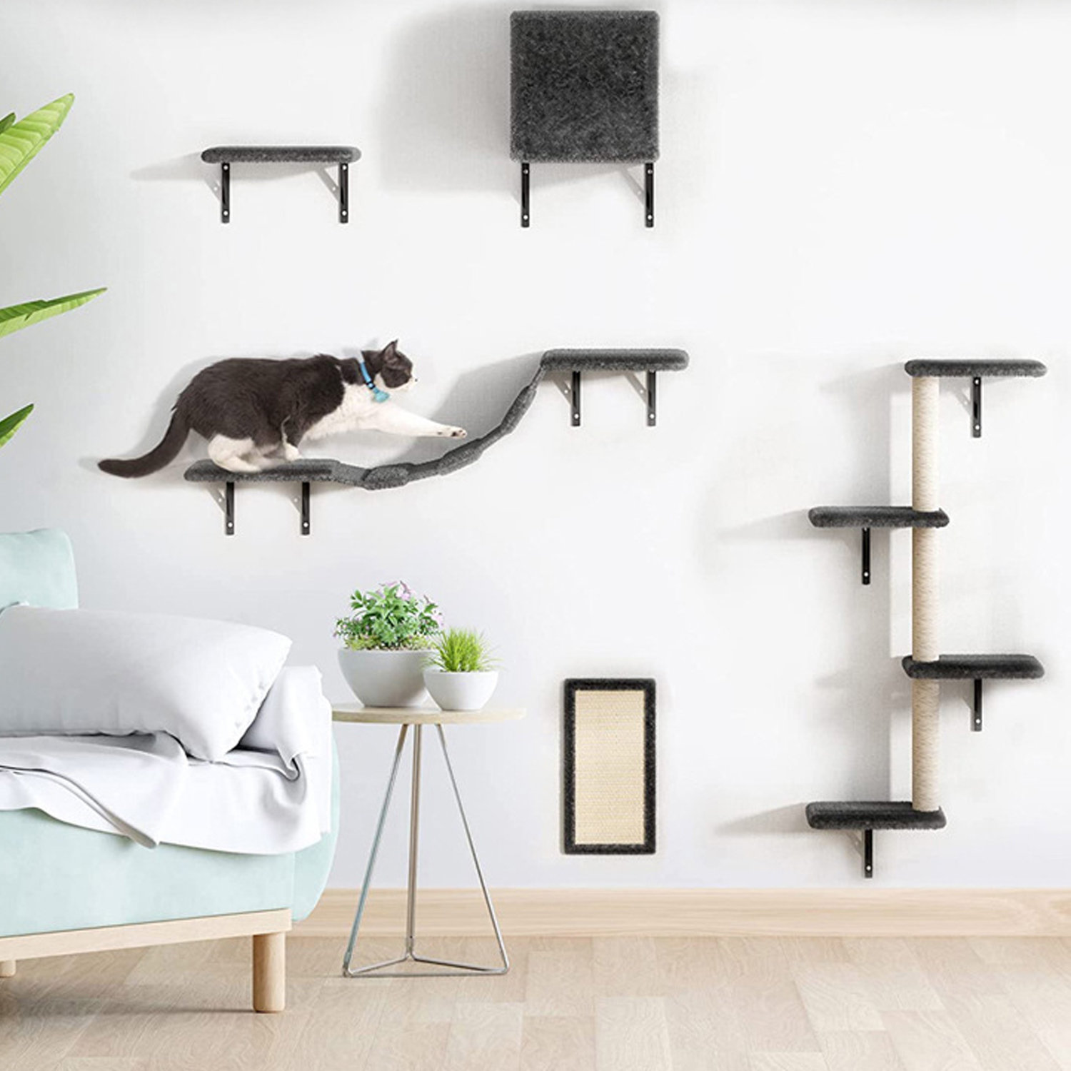 Tucker Murphy Pet™ Cat Wall Shelves, Wall-Mounted Cat Climber Set of 5 ...