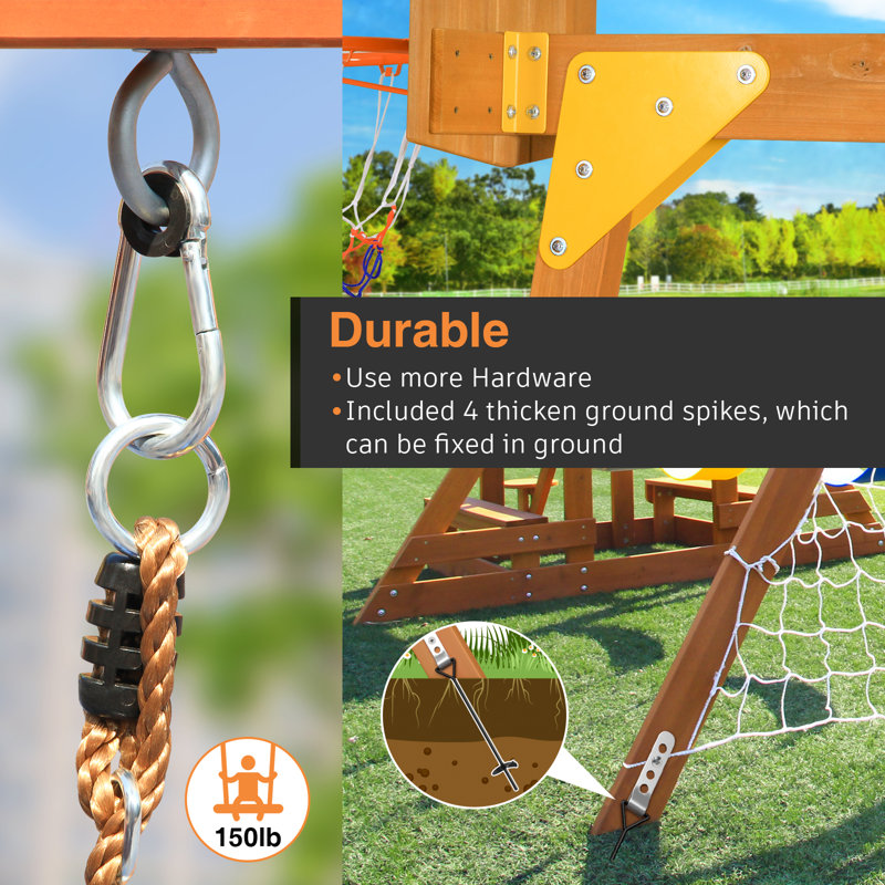 SuniBoxi Wooden Swing Set & Reviews | Wayfair