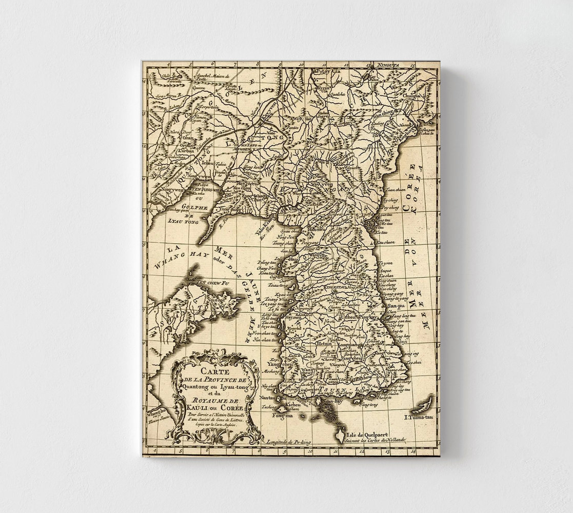 WeFrameArt Korea 1750 By Vintage Maps, Antique Korea Map Print, Old ...