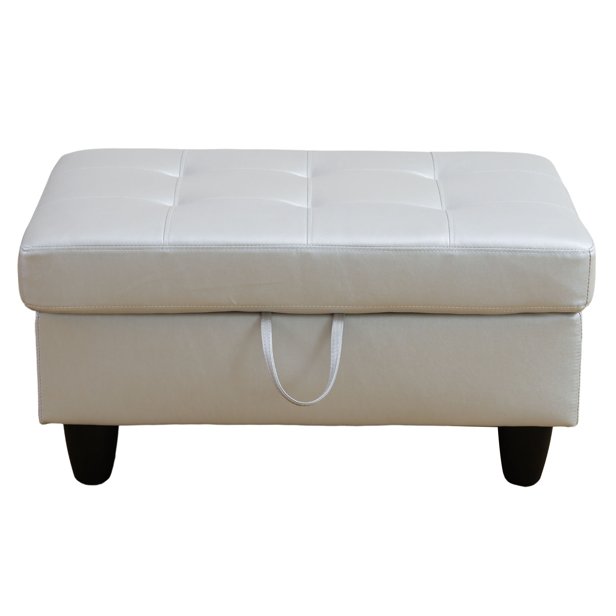 Ebern Designs 35" Wide Faux Leather Tufted Rectangle Storage Ottoman ...