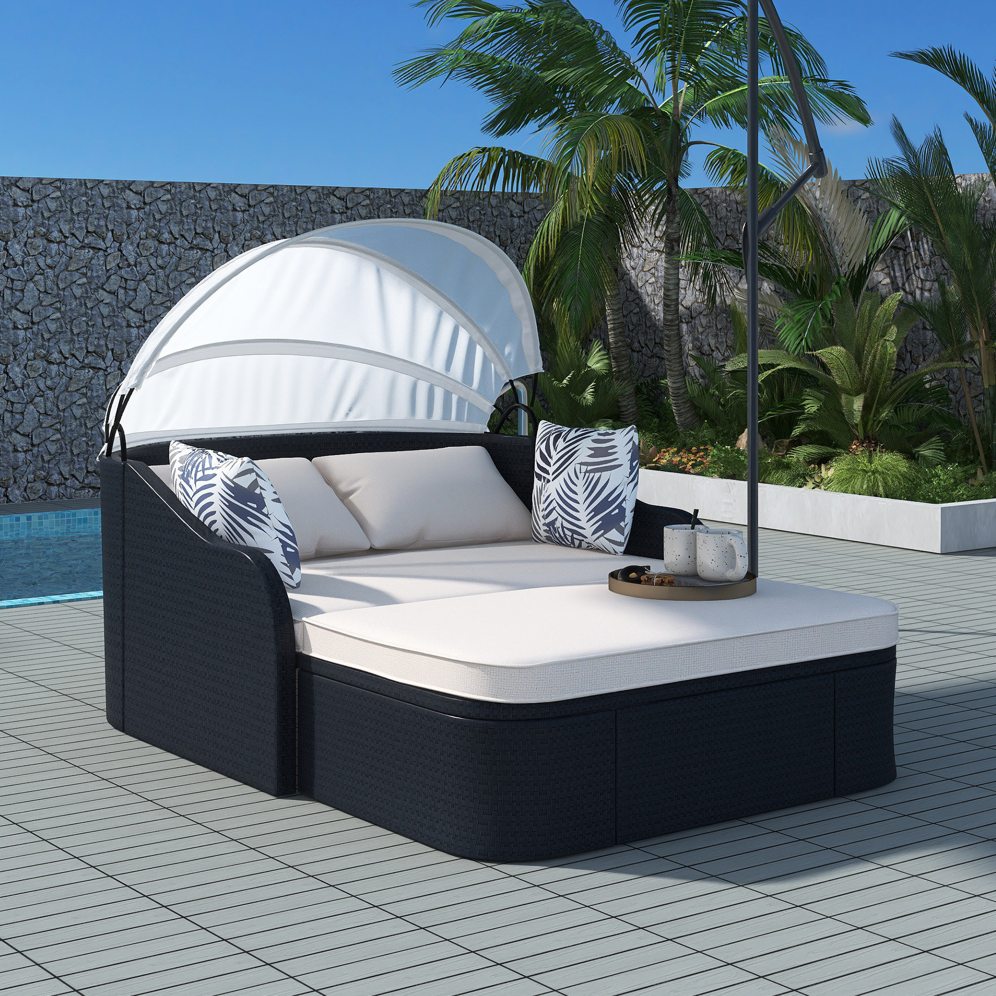Latitude Run® 79.9" Outdoor Sunbed With Adjustable Canopy | Wayfair