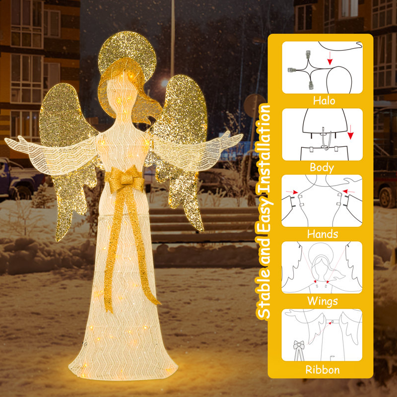 The Holiday Aisle® Christmas Angel Tinsel Outdoor Lighted Pre-lit Led ...