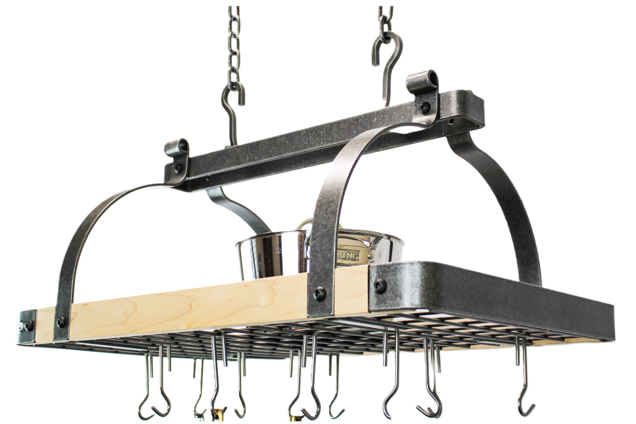 Enclume Signature 30" Rectangle Ceiling Pot Rack Hammered Steel & 24 ...