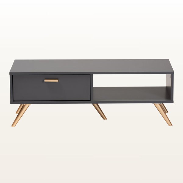 Mercer41 Vale Modern and Contemporary Dark Grey and Gold Finished Wood ...