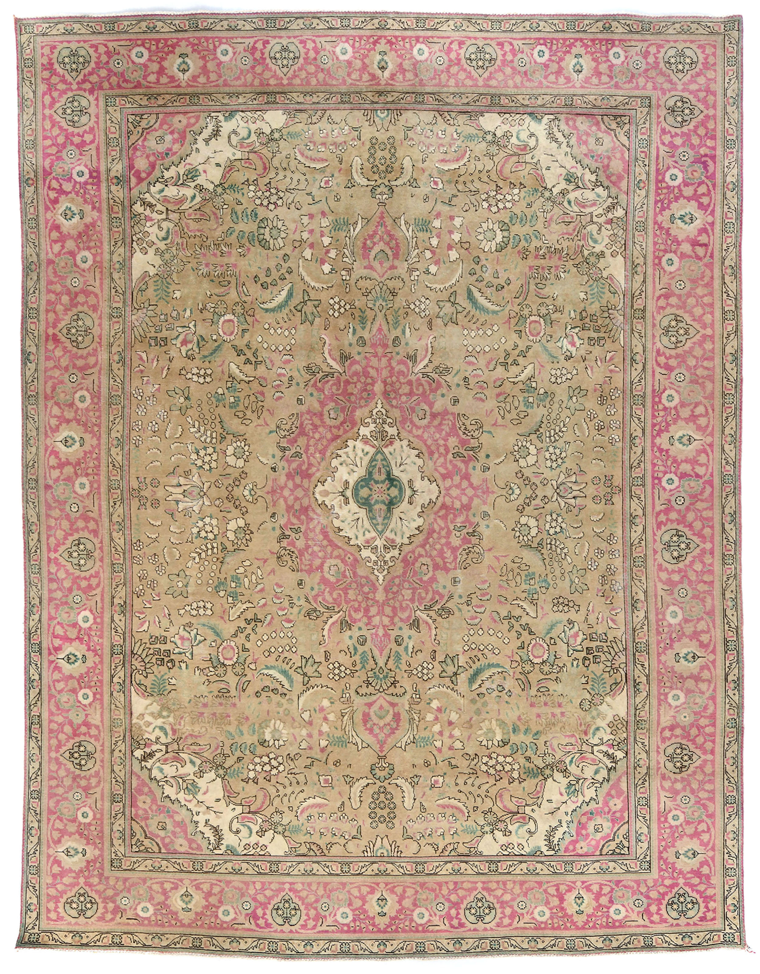 ADMINRUGS One-of-a-Kind Rectangle 9'8" x 12'6" Area Rug in Beige/Cream ...