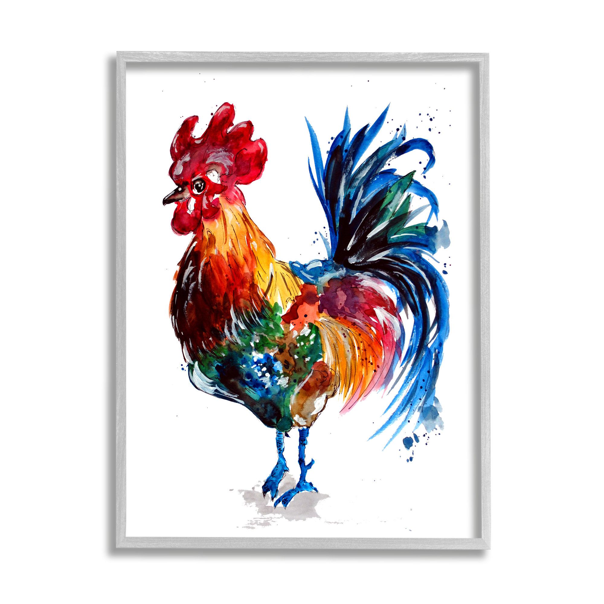 Stupell Industries Rooster With Modern Splash by Sebastian Grafmann ...