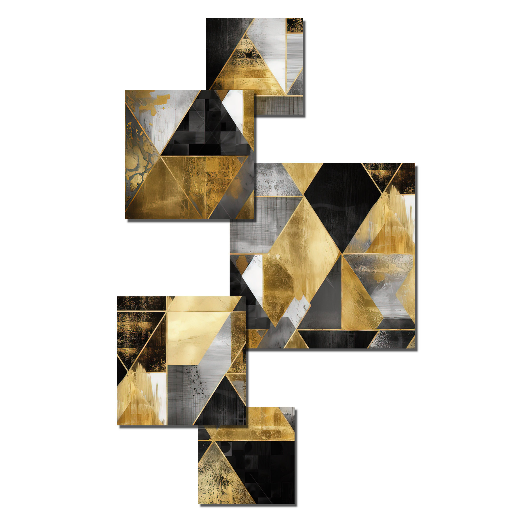 Everly Quinn Gold Geometric Order II - Modern Geometric Metal Wall ...